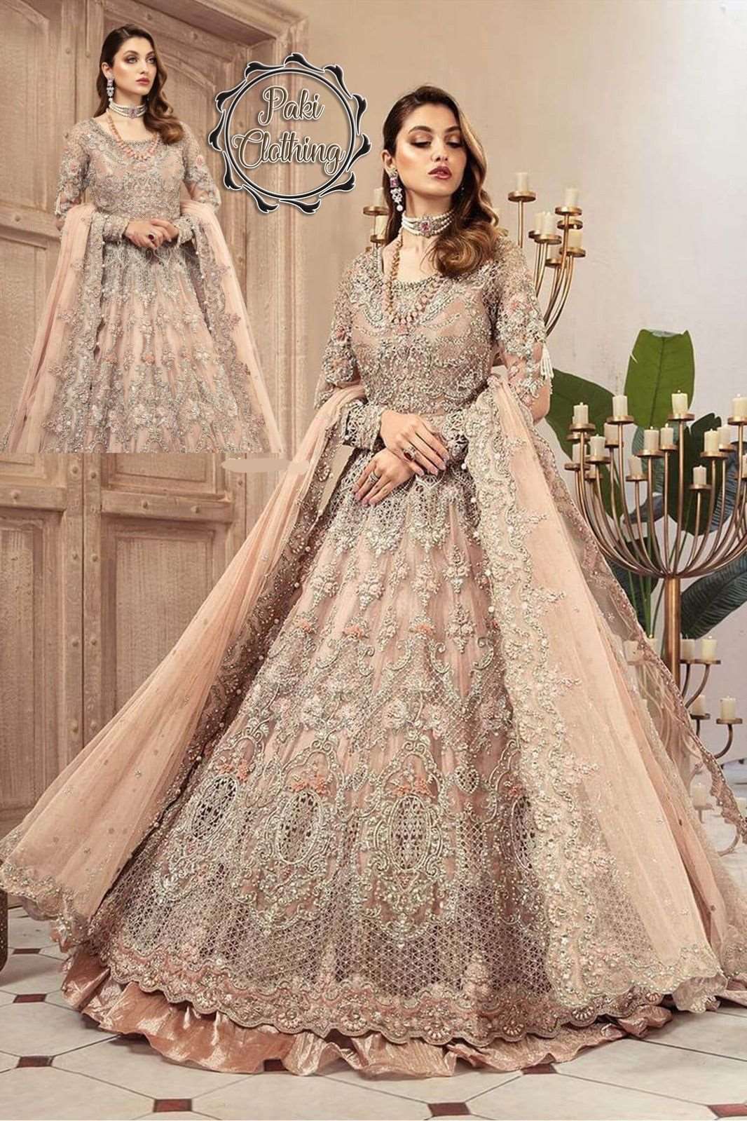 Maria B Peach Net Couture Net Frock – Pakiclothing